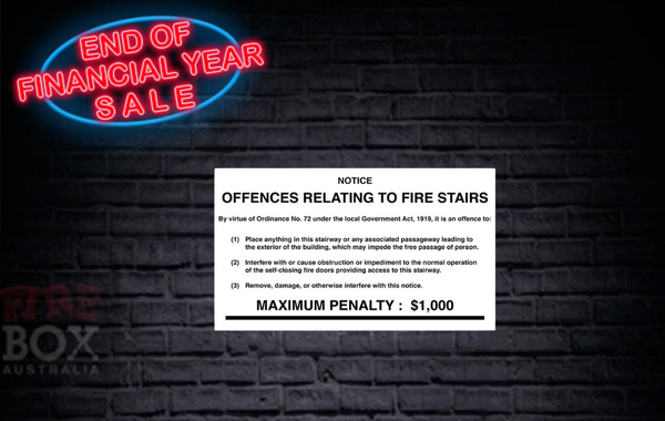 FireboxPVC Fire stairs offences Sign | by Firebox Australia